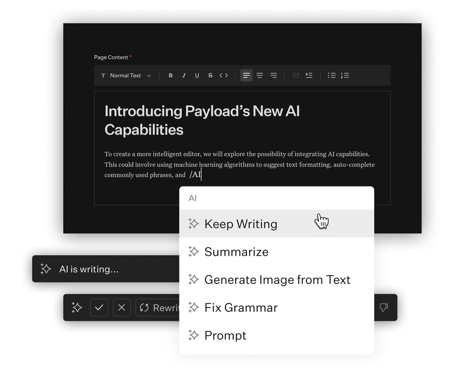 AI image generation, writing assistant, and more | Payload CMS